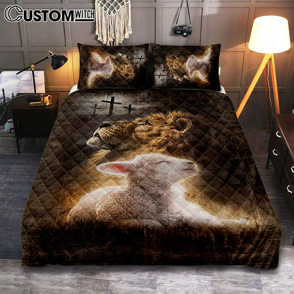 Lion Of Judah Lamb Of God The Rugged Crosses Quilt Bedding Set - Lion ...