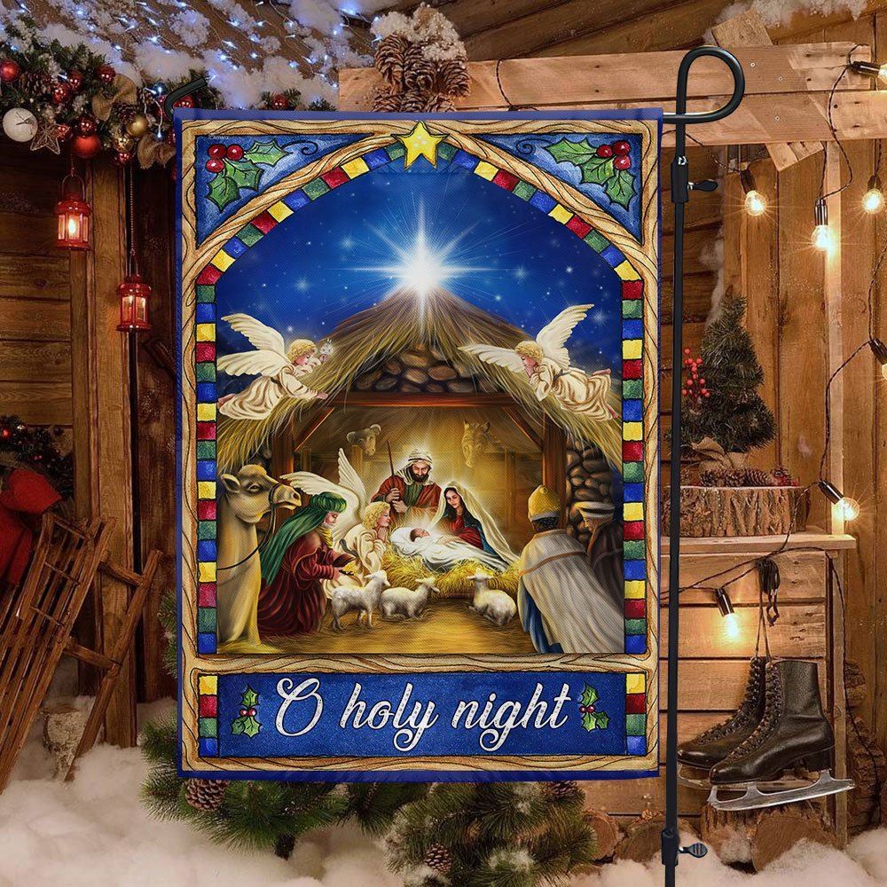 Nativity Scene Christmas Flag O Holy Night Flag, Christian Christmas H ...