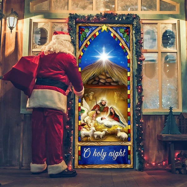 O Holy Night Door Cover, Nativity Scene Christmas Door Cover, Christia ...