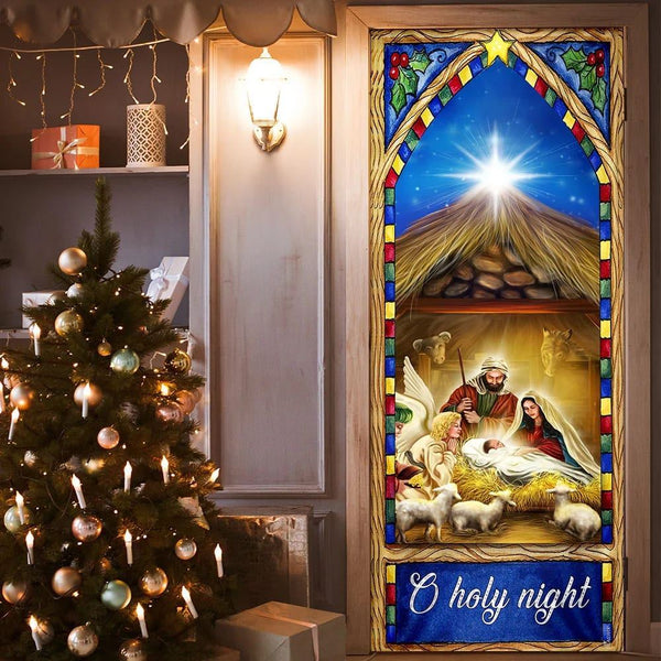 O Holy Night Door Cover, Nativity Scene Christmas Door Cover, Christia ...