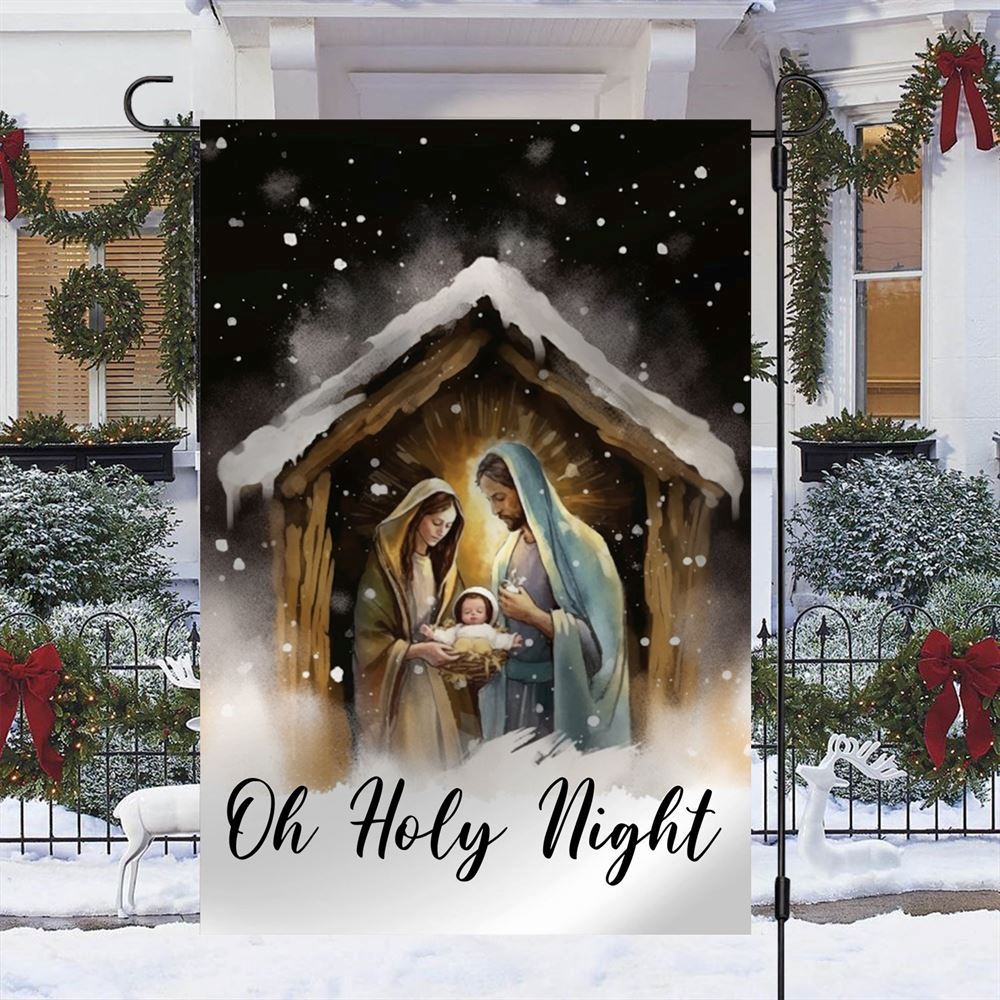Oh Holly Night A Celebration Of God's Love Christmas Flag, Christian C ...
