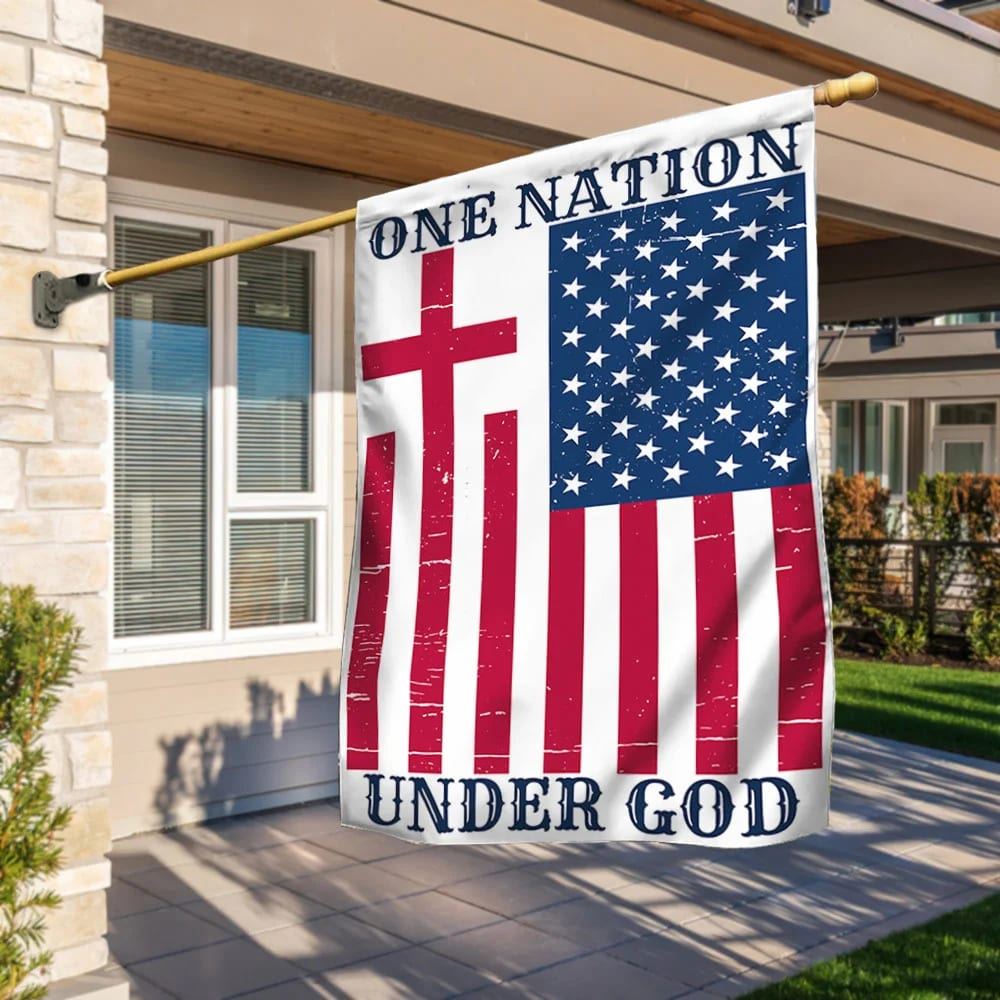 One Nation Under God American House Flag, Outdoor Religious Flags, Chr ...