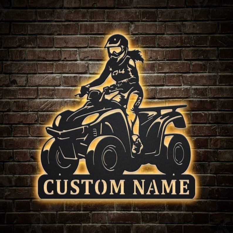 Personalization Girl Ride ATV Metal Sign, Led Lights Girl Ride ATV Met ...