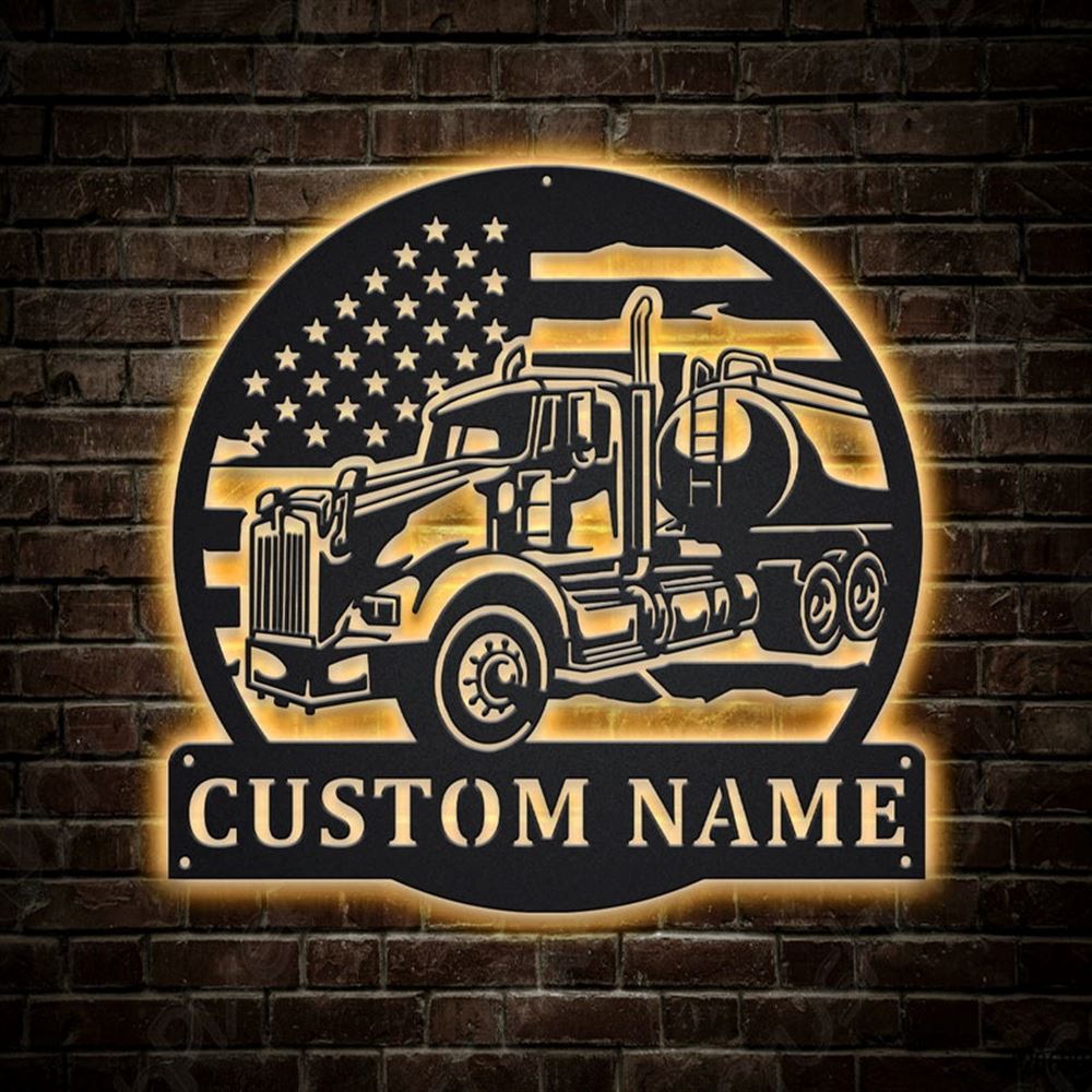 Personalization US Tanker Truck Metal Sign, Led Lights US Tanker Truck ...