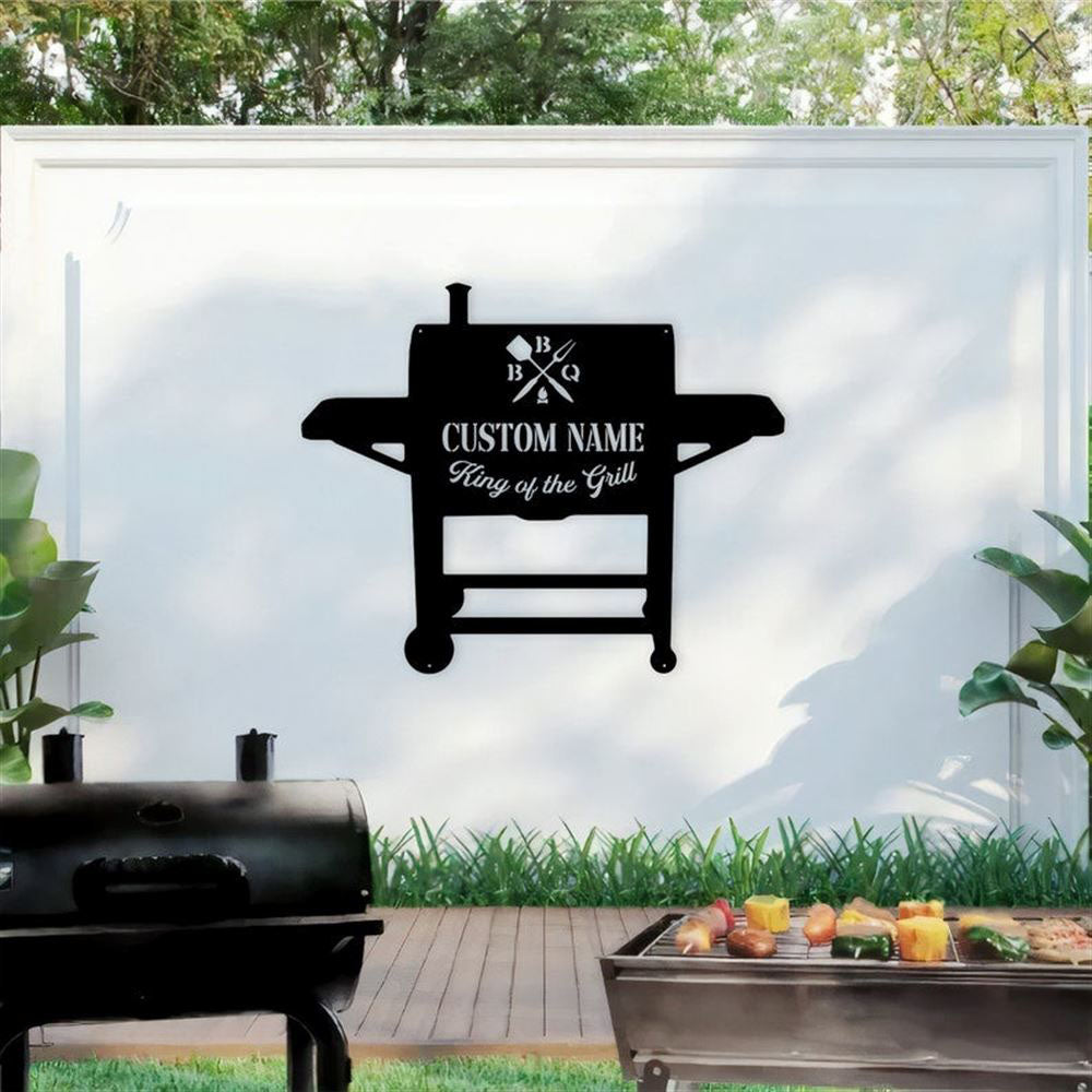 Personalized Backyard Bar & Grill Metal Wall, Kitchen Metal Sign, Bbq ...