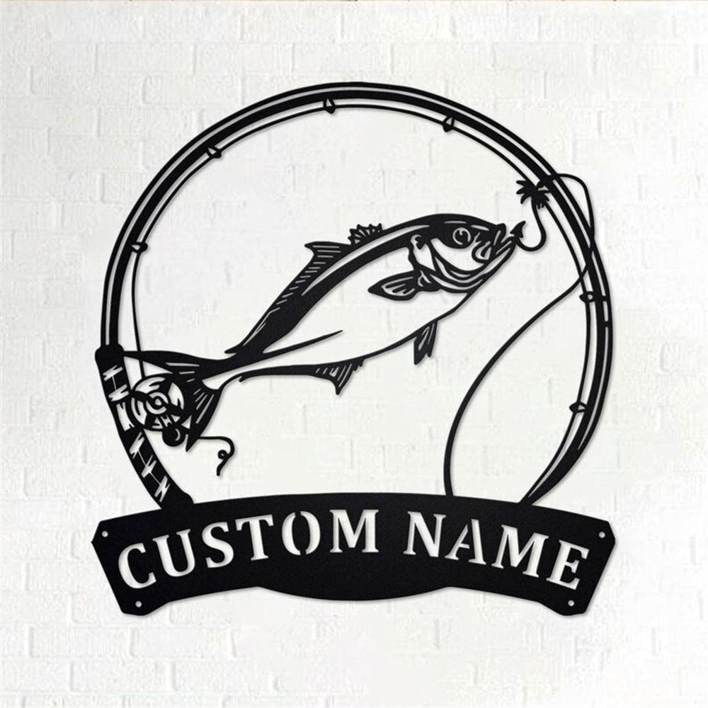 Personalized Metal Monogram Sign, Amberjack Fish Metal Wall Art, Amber ...
