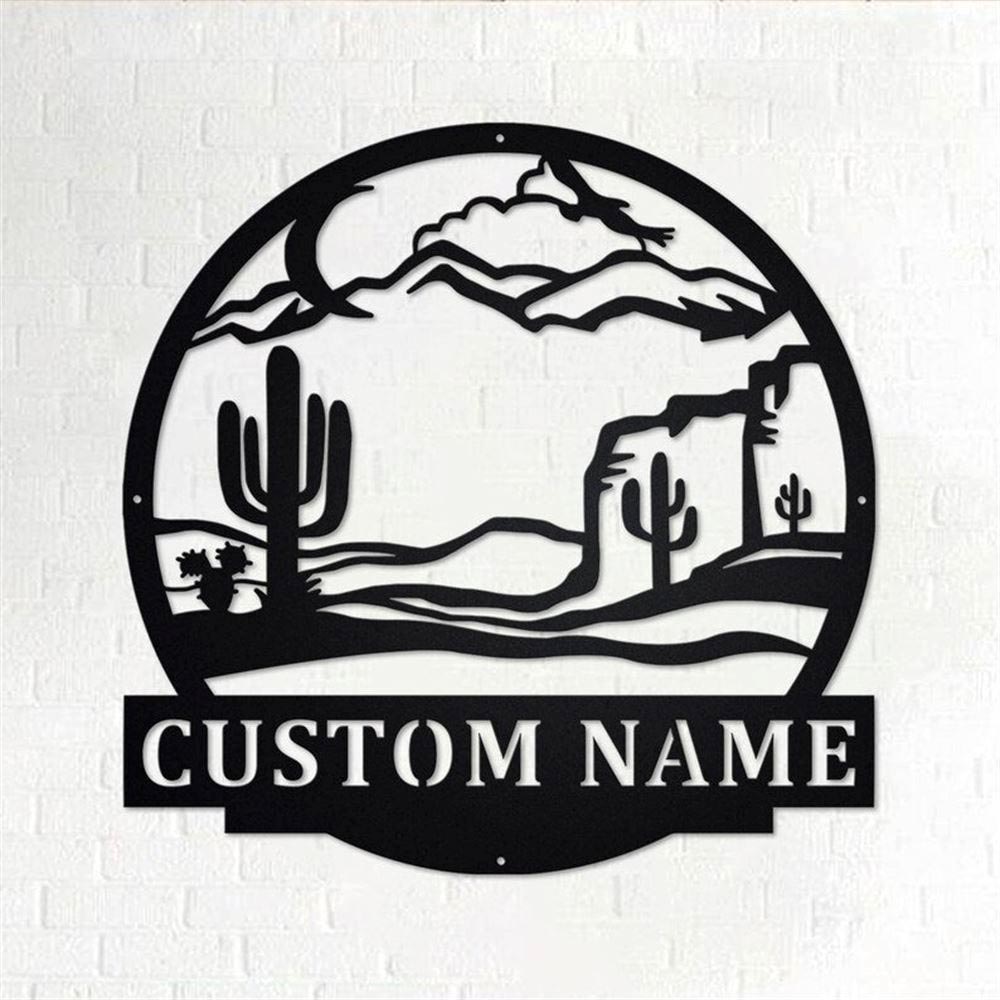 Personalized Metal Monogram Sign, Cactus Metal Sign, Cactus Name Sign ...