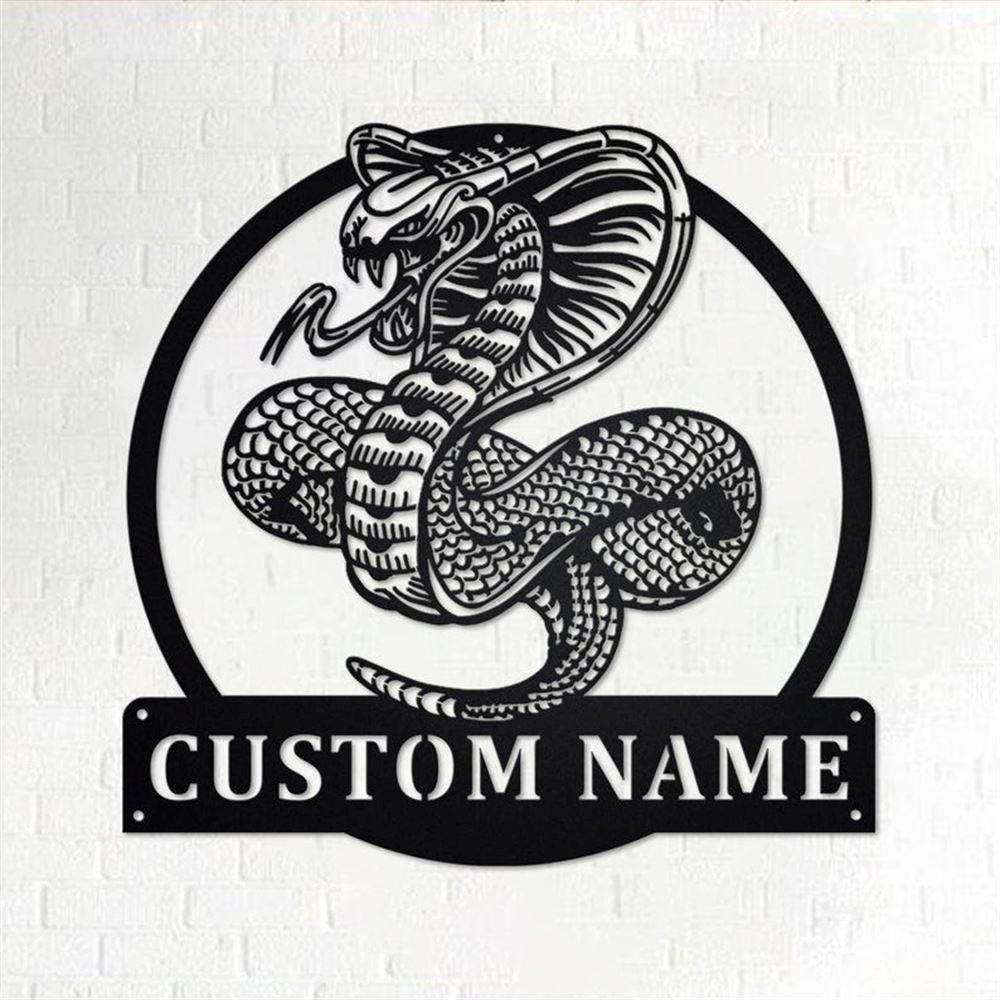 Personalized Metal Monogram Sign, Cobra Snake Metal Wall Art, Cobra Sn ...