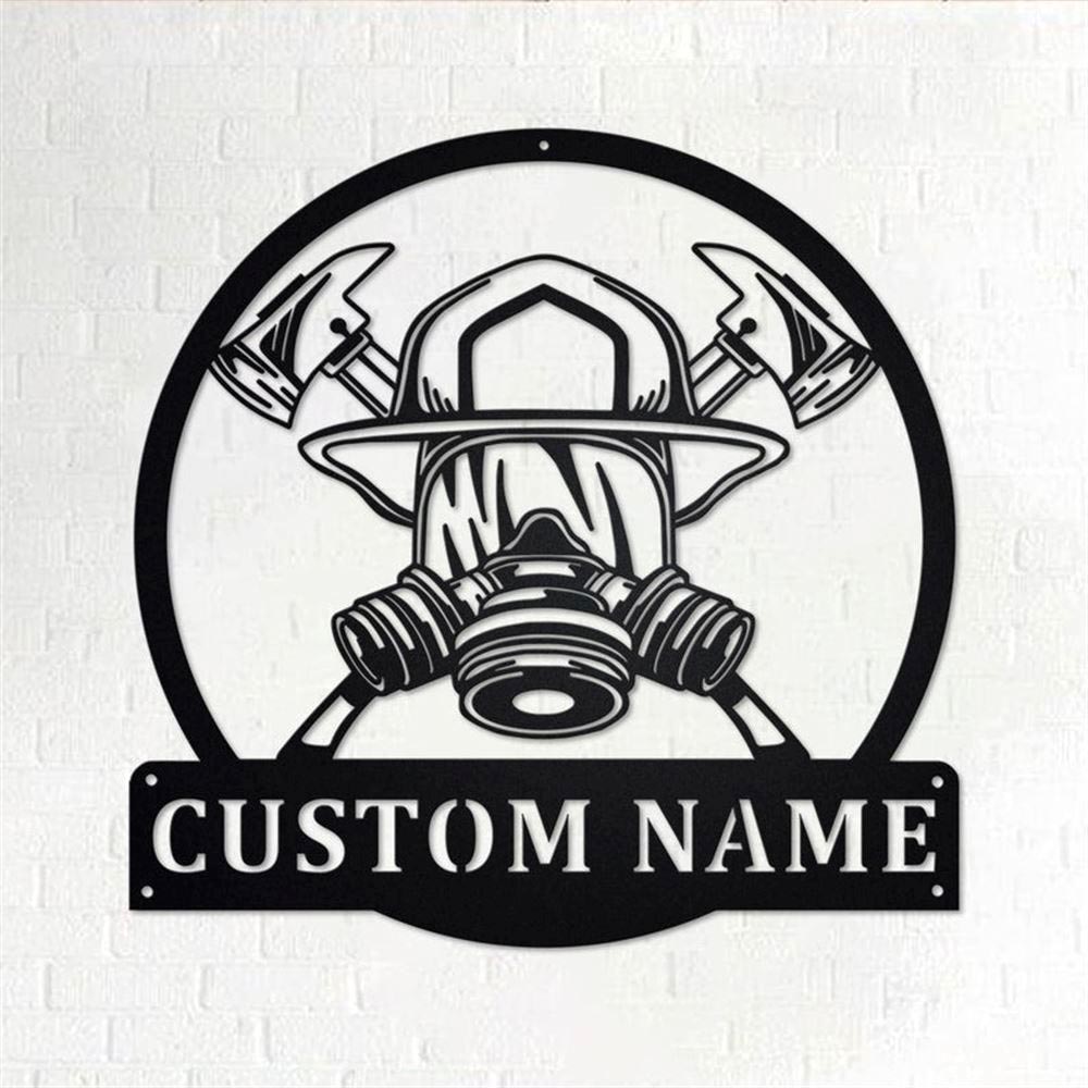Personalized Metal Monogram Sign, Firefighter Metal Wall Art, Firefigh ...