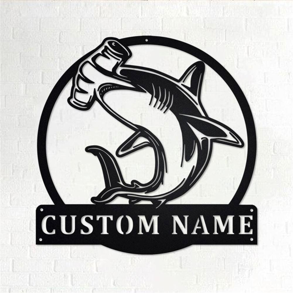 Personalized Metal Monogram Sign, Hammerhead Shark Metal Wall Art, Sha ...