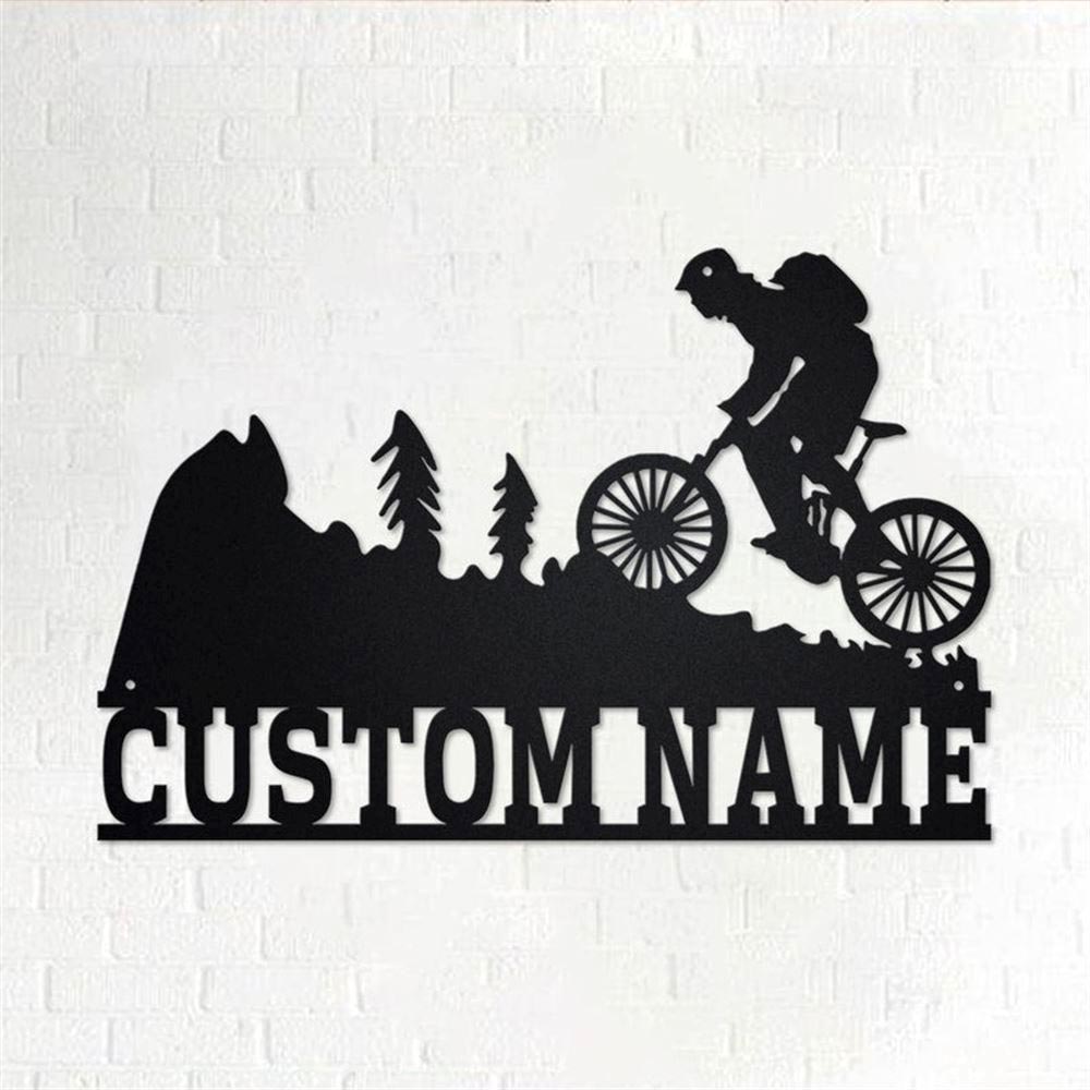 Personalized Metal Monogram Sign, Mountain Bike Metal Wall Art, Mounta ...