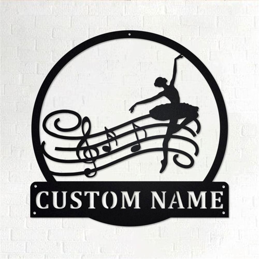 Personalized Metal Monogram Sign, Music Notes Ballet Metal Wall Art, B ...