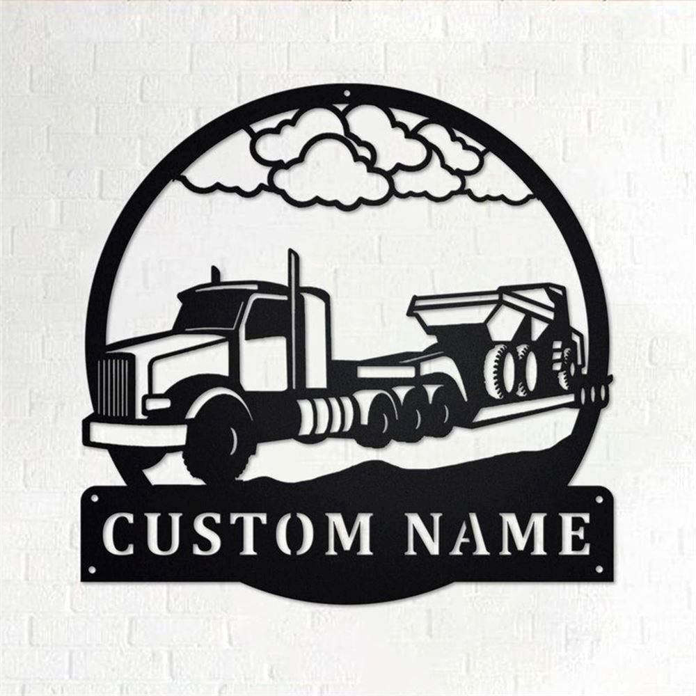 Personalized Metal Monogram Sign, Semi Loader Truck Metal Wall Art, Tr ...