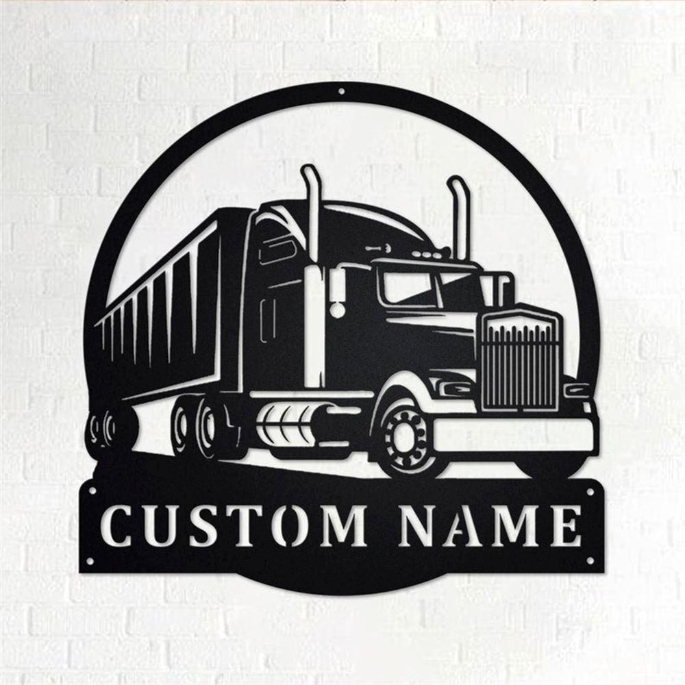 Personalized Metal Monogram Sign, Semi Truck Sign With Text, Semi Truc ...