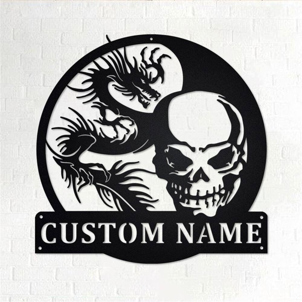 Personalized Metal Monogram Sign, Skull Disc Jockey Metal Wall Art, Di ...