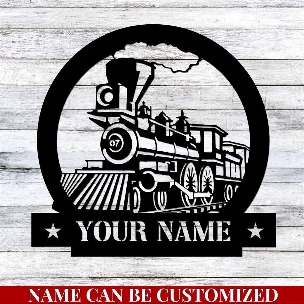 Personalized Metal Monogram Sign, Train Metal Sign, Railroad Signs, Tr ...