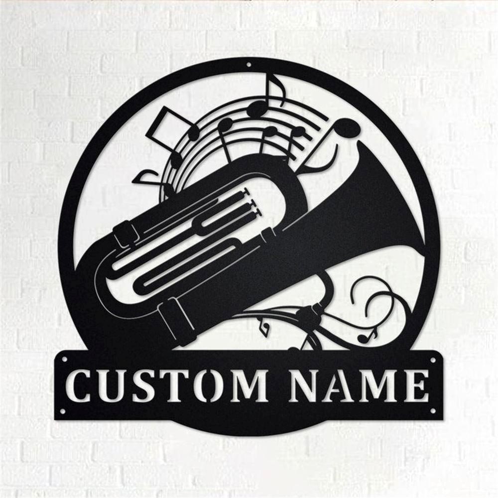 Personalized Metal Monogram Sign, Tuba Musical Instrument Metal Wall A ...