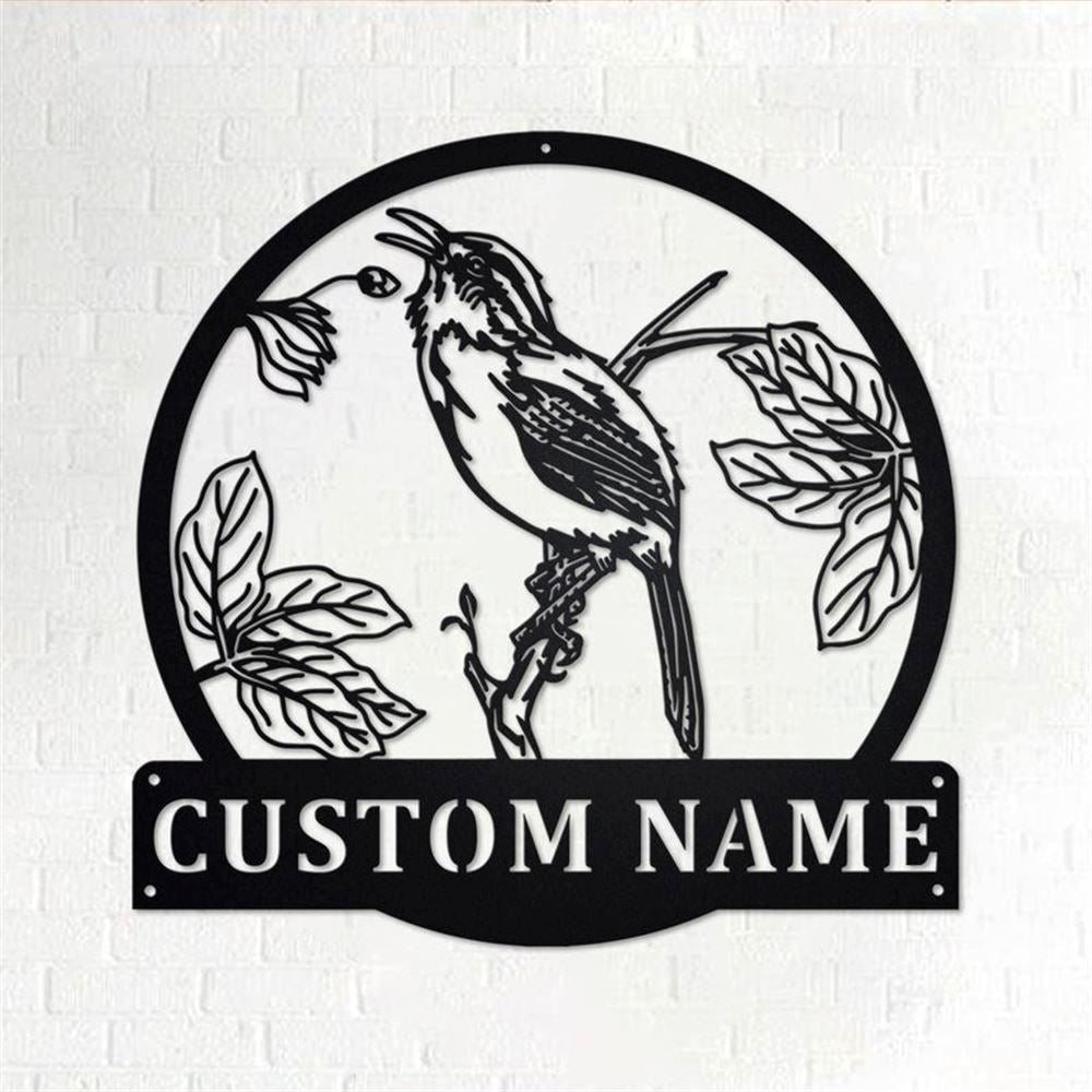 Personalized Metal Monogram Sign, Wren Bird Metal Wall Art, Wren Name ...
