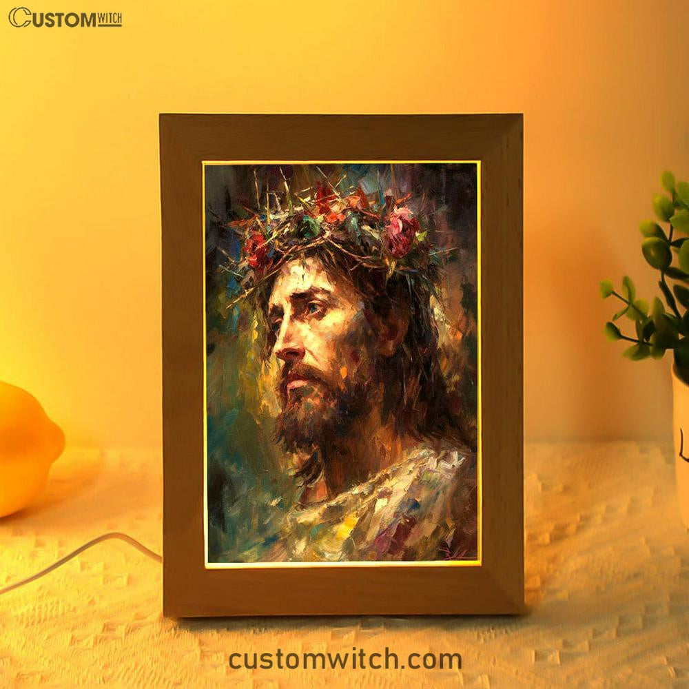 Portrait Of Jesus With The Crown Of Thorn Frame Lamp Prints - Jesus Fr – Customwitch