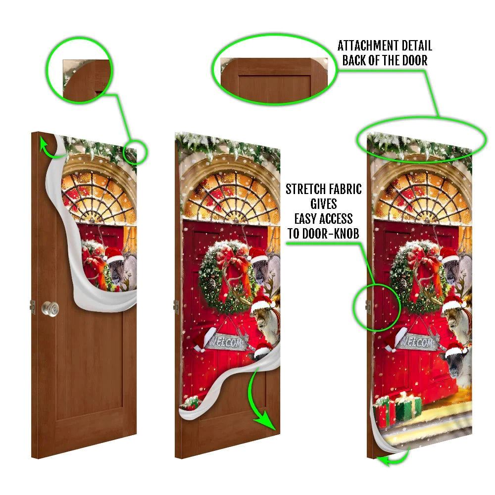Reindeer Farmhouse Christmas Door Cover, Christmas Door Knob Covers, C ...