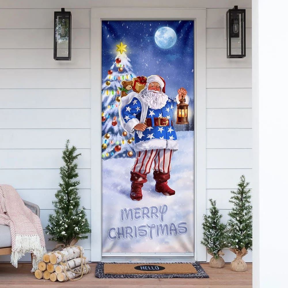 Santa Claus Door Cover, Merry Christmas Door Cover, Christmas Door Kno ...