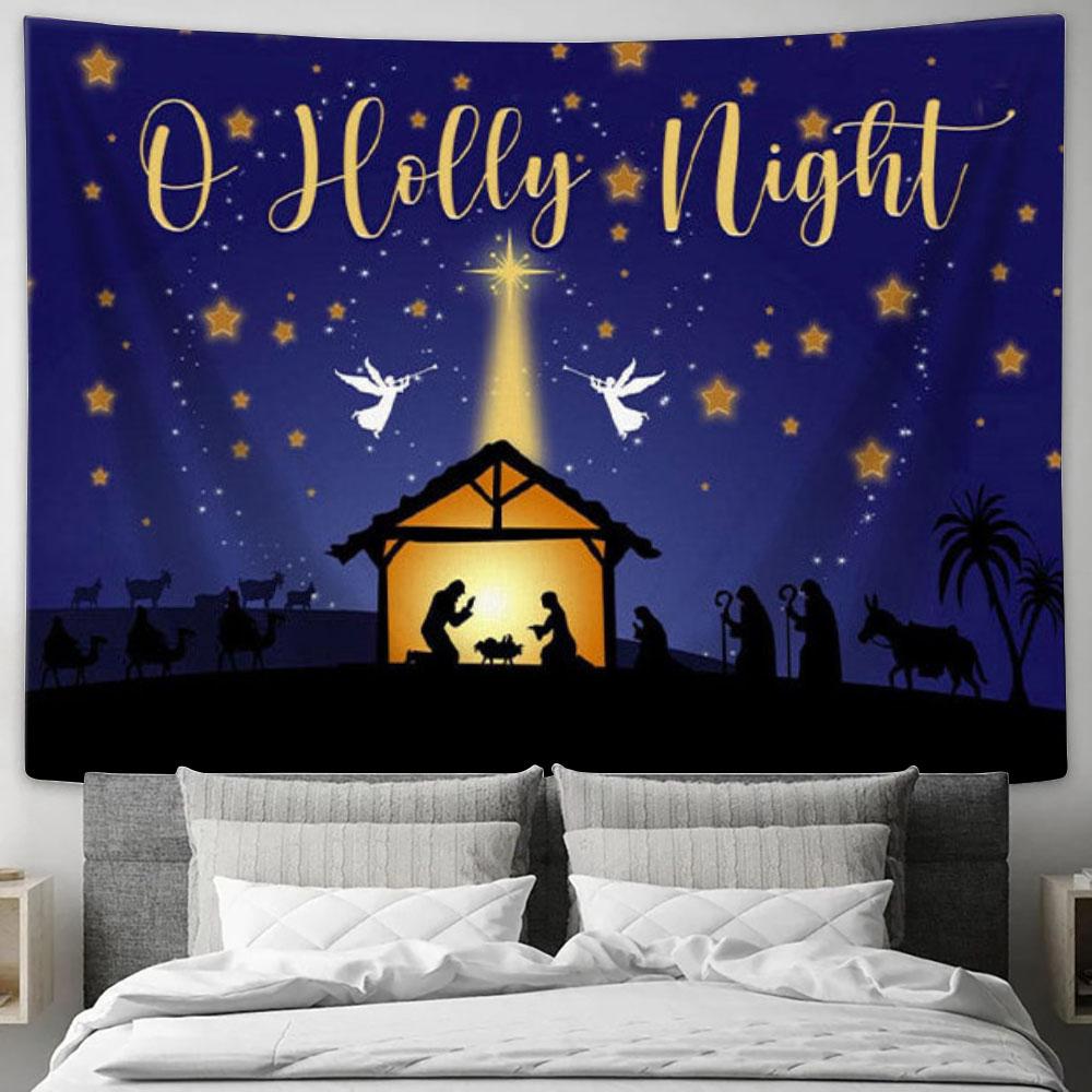 Starry Night Christmas - O Holy Night Tapestry Wall Art - Christian Wa ...