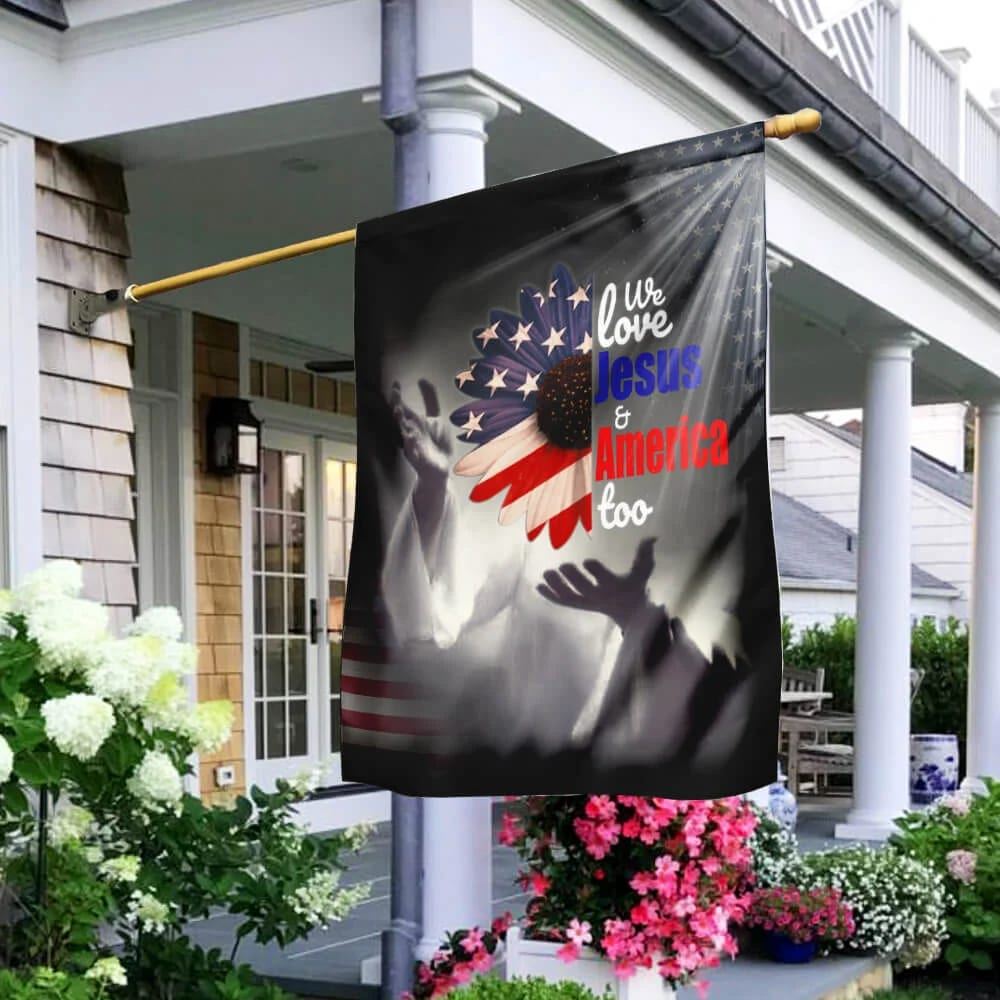 Sunflower Jesus We Love Jesus And America Too House Flag, Outdoor Reli ...