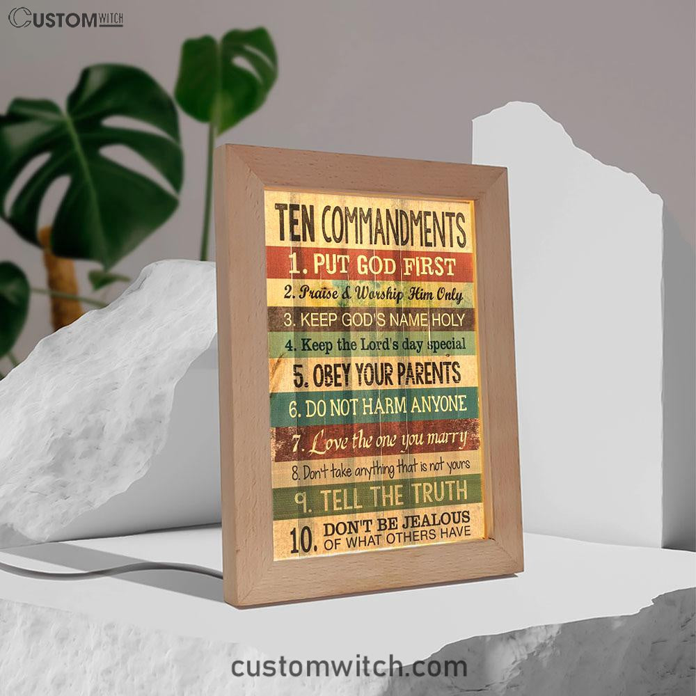 Ten Commandments Frame Lamp Art - Christian Night Light Decor – Customwitch