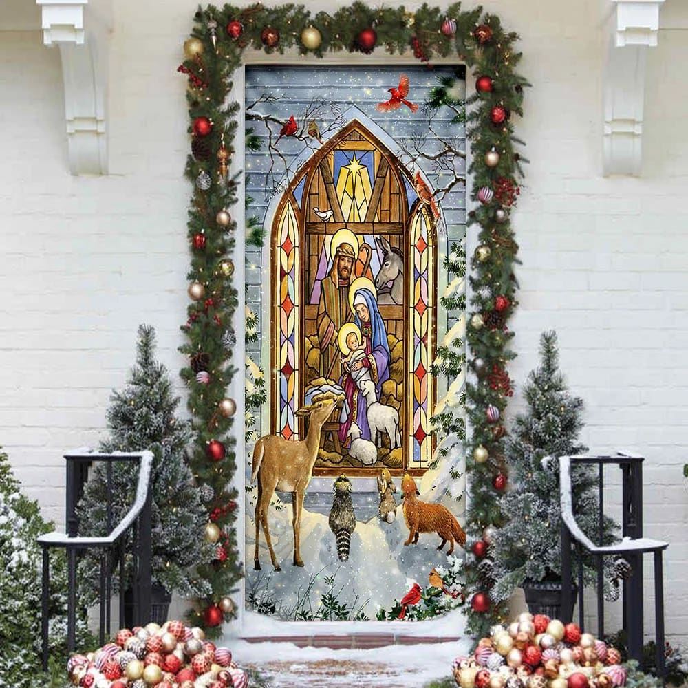 The Holy Family Door Cover, Christmas Nativity Scene Door Cover, Chris ...