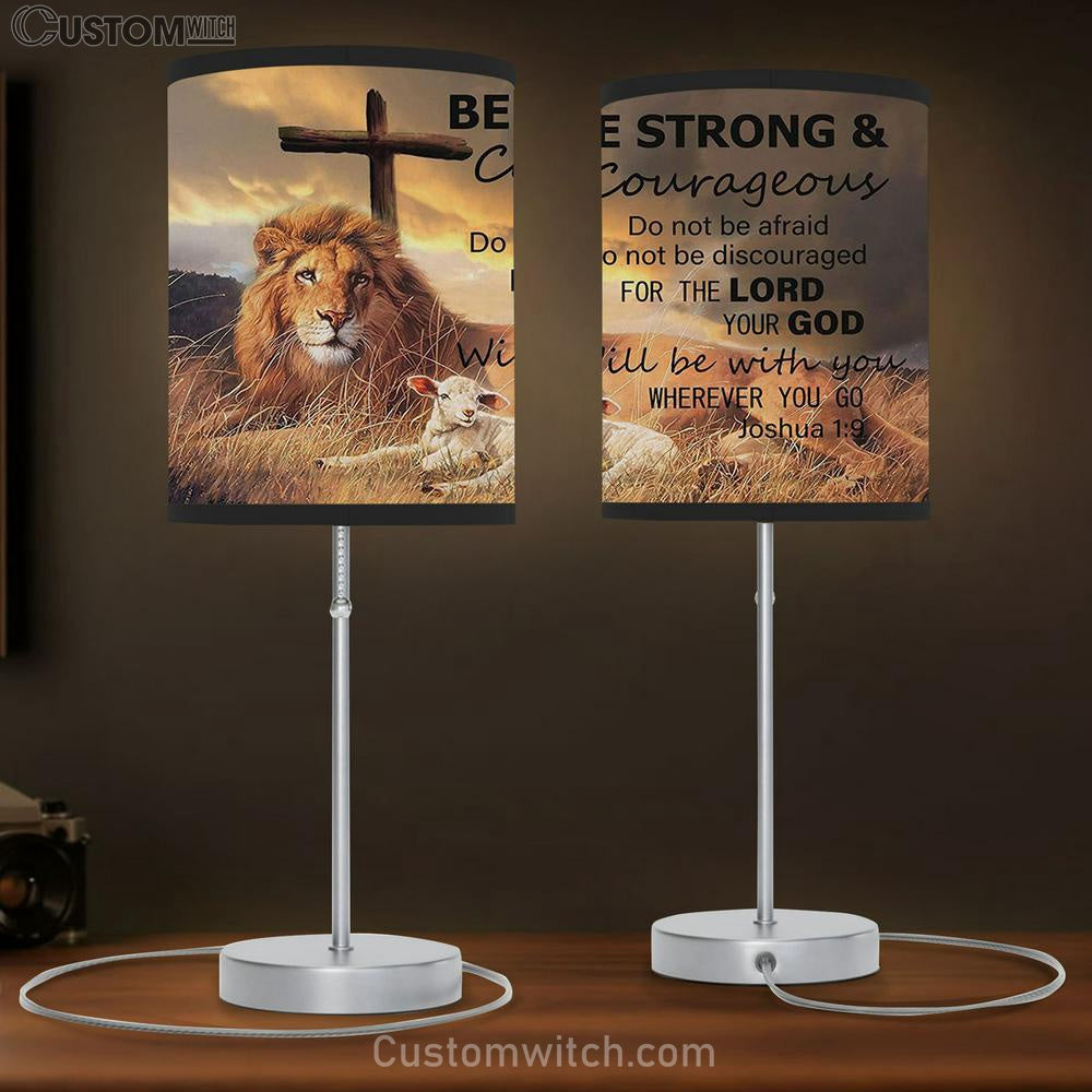 The Lion Lamp Cross Be Strong And Courageous Table Lamp Art - Lion Tab ...