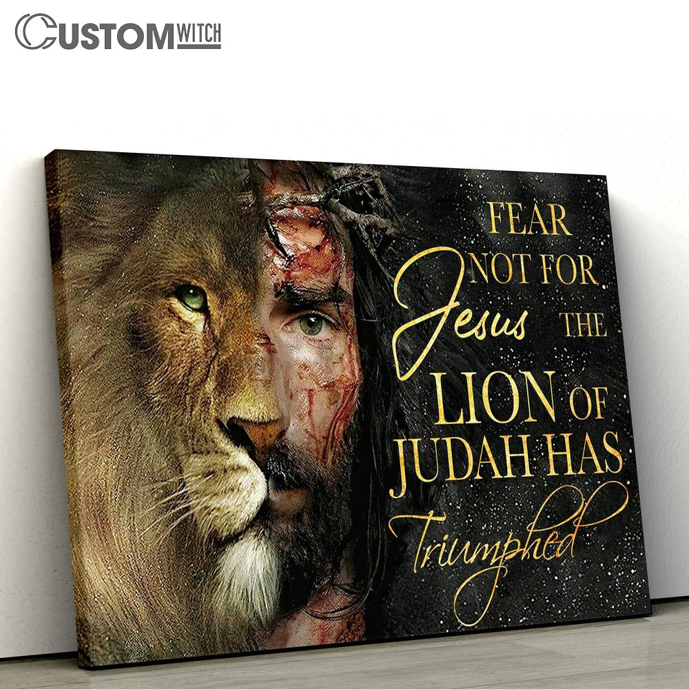 The Lion Of Judah Has Triumphed Canvas Wall Art - Half Jesus Half Lion ...