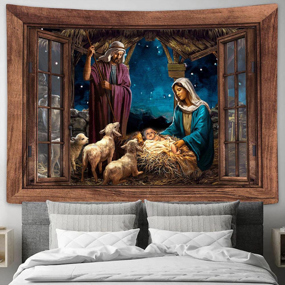 The Night Jesus Was Born Tapestry Art - Bible Verse Wall Art - Wall De ...