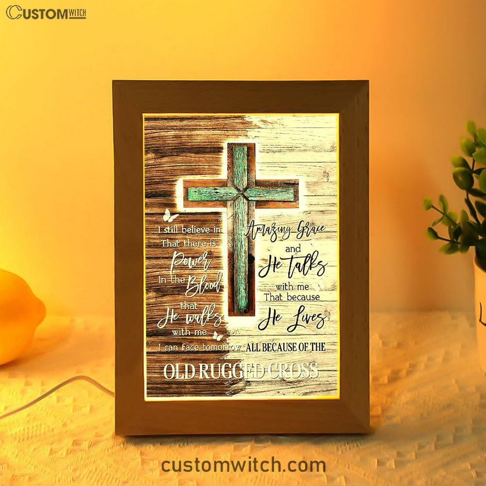 The Old Rugged Cross Frame Lamp Art - Christian Art - Bible Verse Art ...