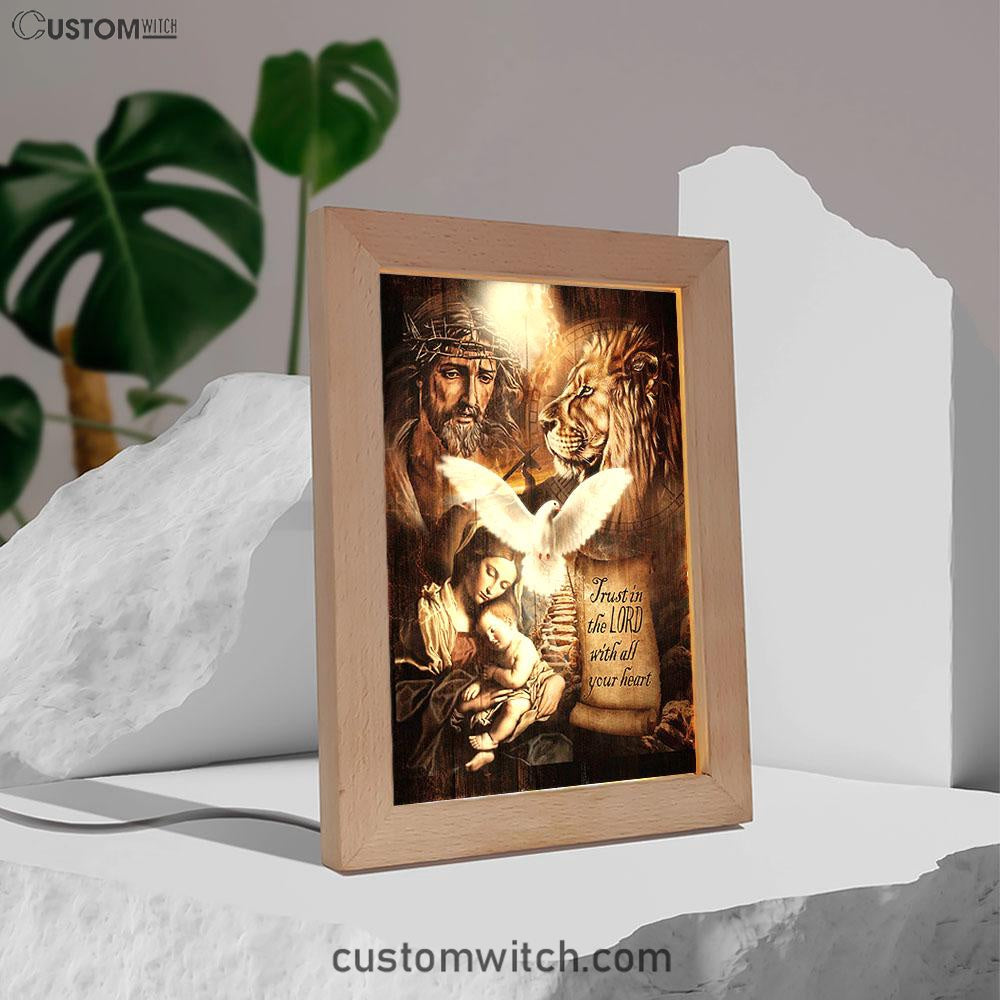 Trust In The Lord Frame Lamp - The Life Of Jesus Lion Dove Frame Lamp ...