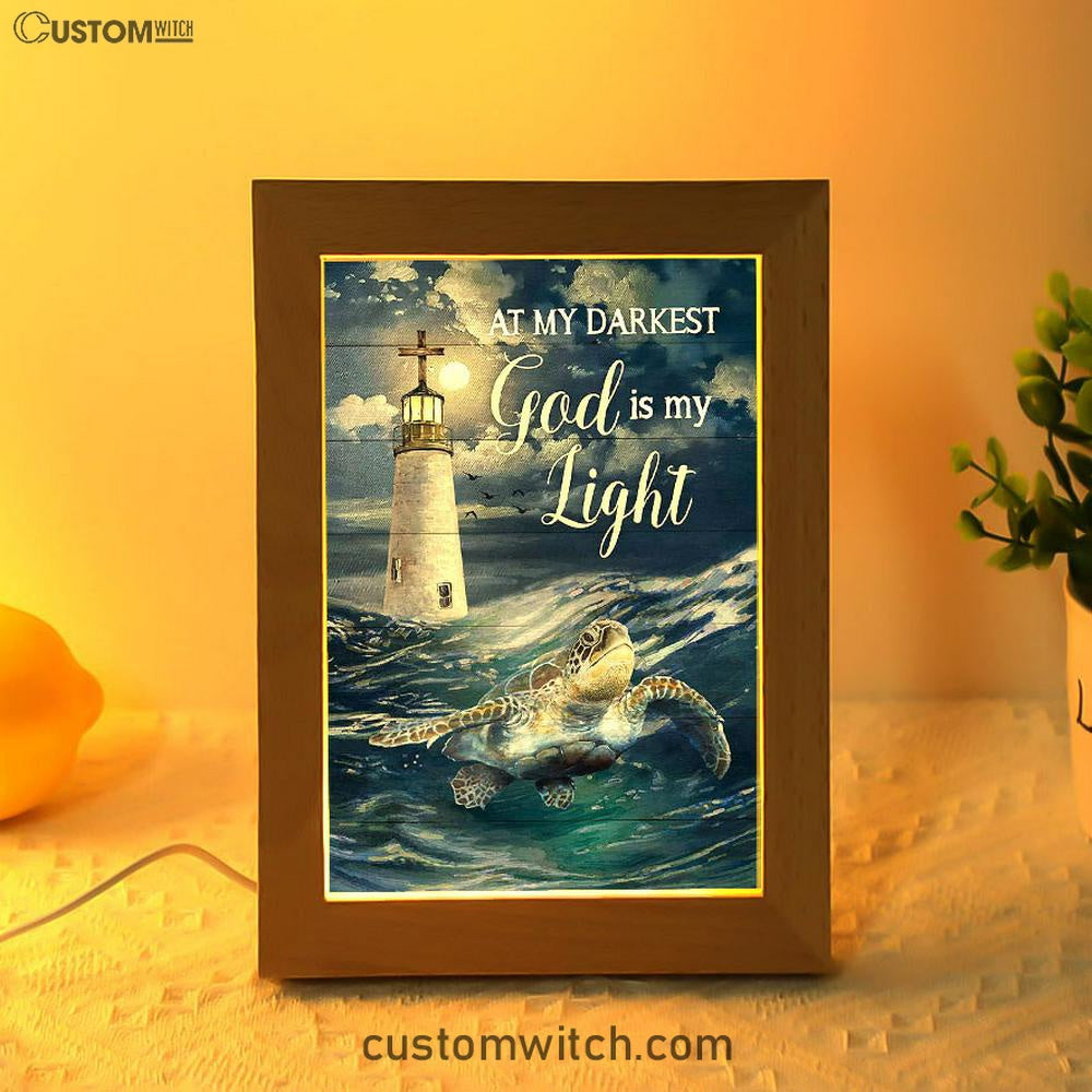 Turtle Blue Ocean Lighthouse God Is My Light Frame Lamp Art - Christia ...