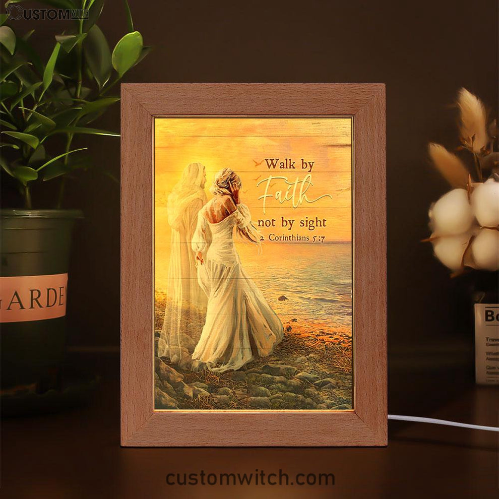 Walk By Faith Not By Sight Frame Lamp - Beautiful Girl Walking With Je – Customwitch