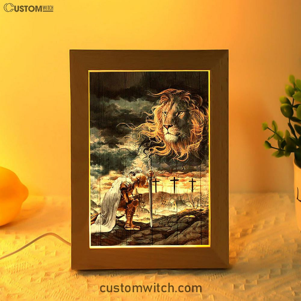Warrior Women And Lion Of Judah Frame Lamp Art - Christian Night Light ...
