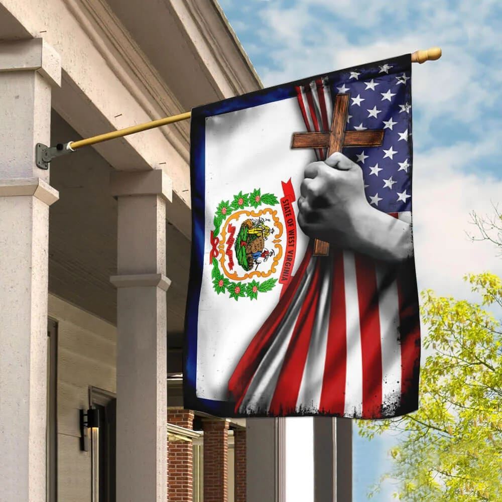 West Virginia Christian Cross House Flag, Outdoor Religious Flags, Chr ...