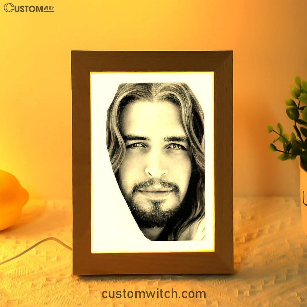 White Jesus Christ Portrait - Jesus Picture - Face Of Jesus Frame Lamp ...